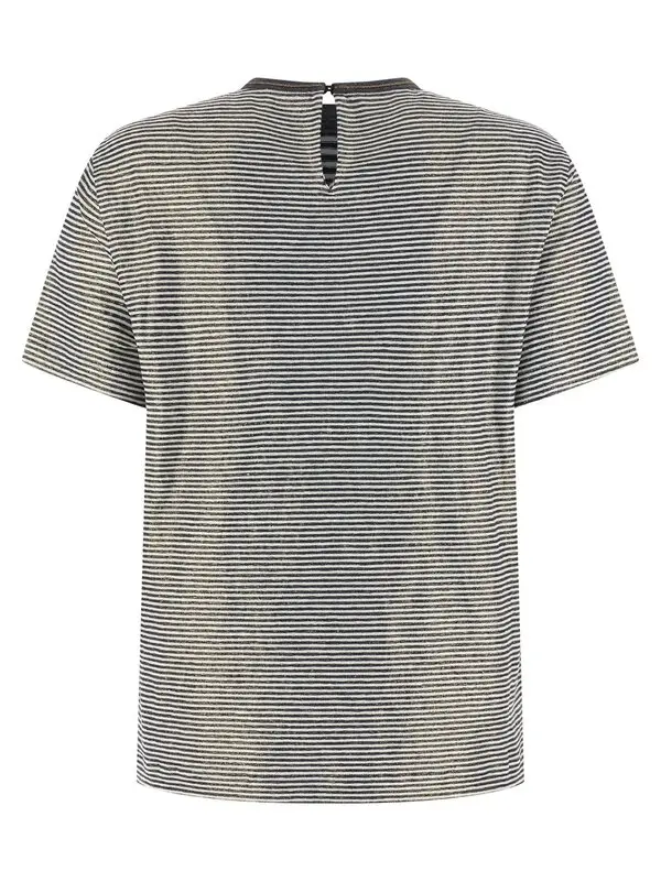 Brunello Cucinelli Striped Metallic T-shirt