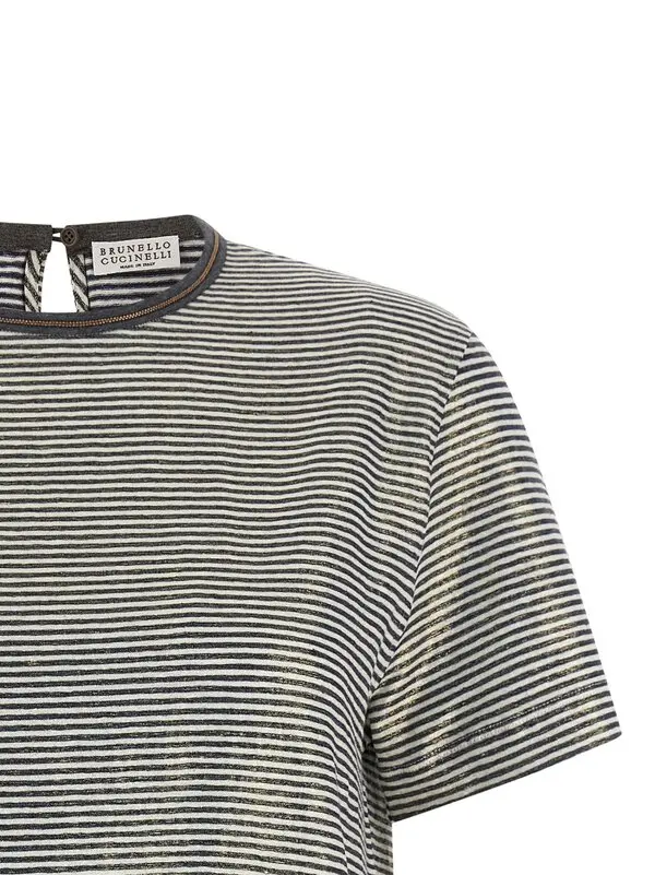 Brunello Cucinelli Striped Metallic T-shirt