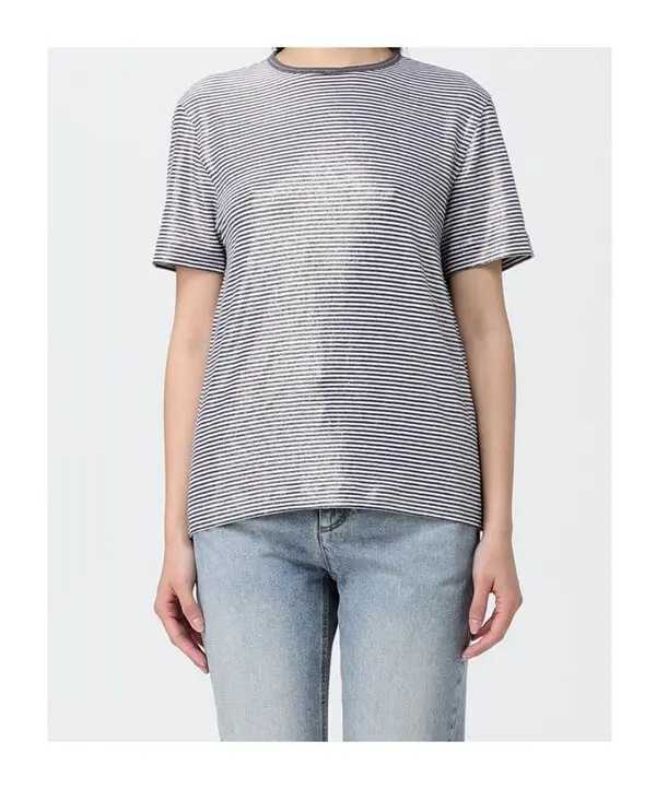Brunello Cucinelli Striped Metallic T-shirt - Black/gray