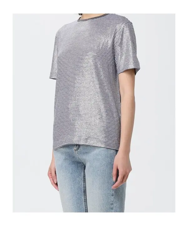 Brunello Cucinelli Striped Metallic T-shirt - Black/gray