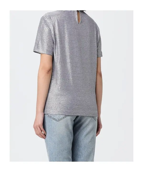 Brunello Cucinelli Striped Metallic T-shirt - Black/gray