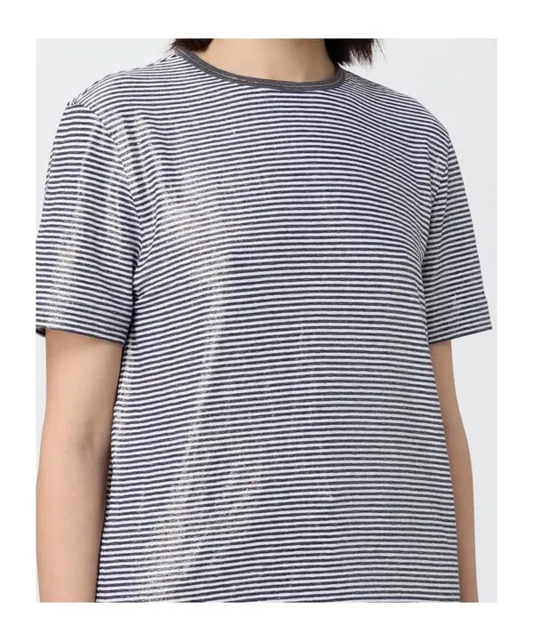 Brunello Cucinelli Striped Metallic T-shirt - Black/gray