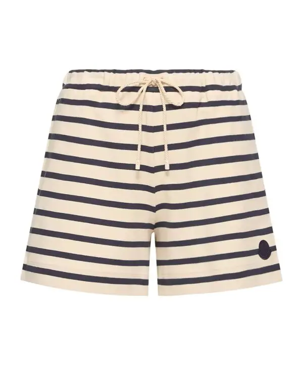 Moncler Striped Logo Patch Shorts - White/blue