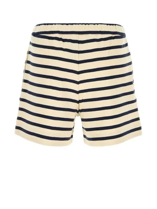 Moncler Striped Logo Patch Shorts - White/blue