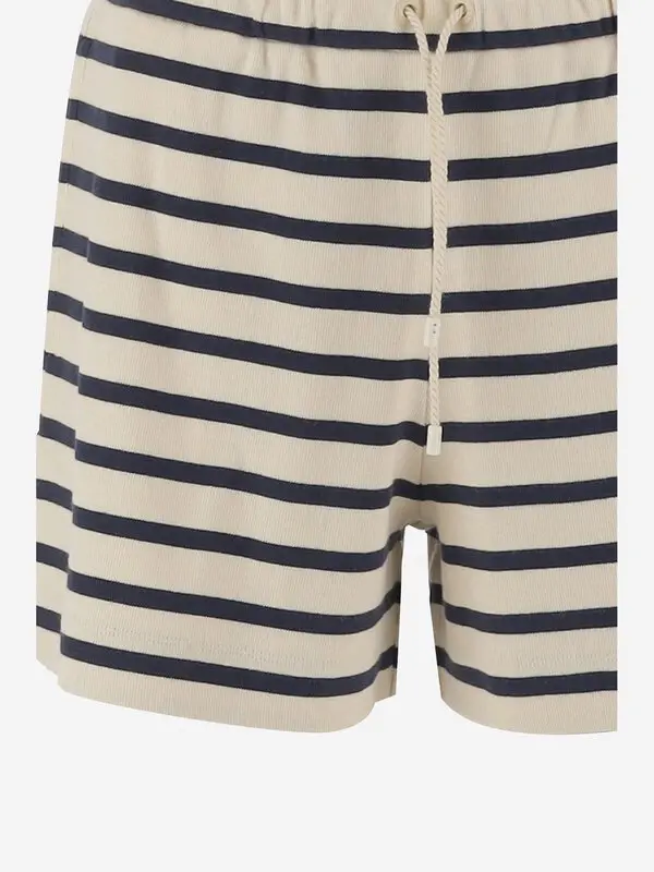 Moncler Striped Logo Patch Shorts - White/blue