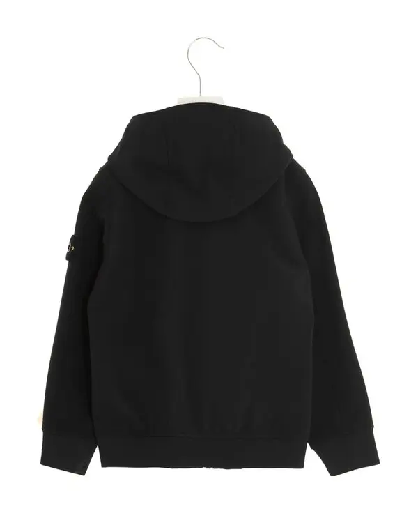 Stone Island Logo Patch Hooded Jacket - Black