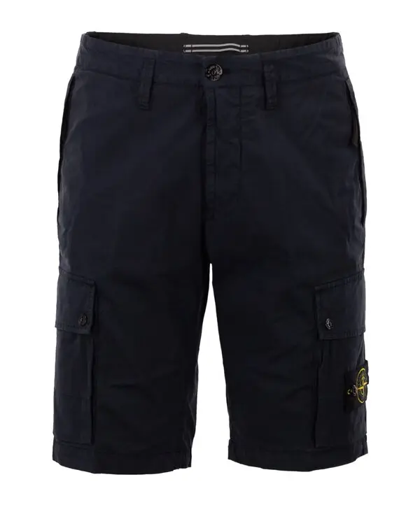 Stone Island Logo Patch Cargo Shorts - Blue