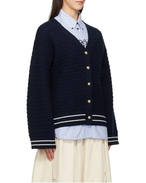 GANNI V-neck Button Detail Jumper