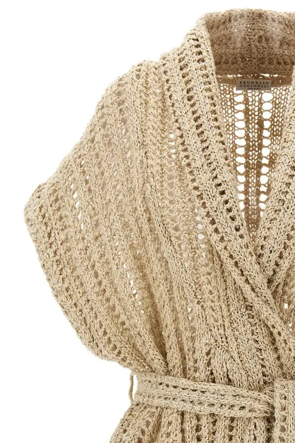 Brunello Cucinelli Shawl Collar Ribbed Knit Cardigan