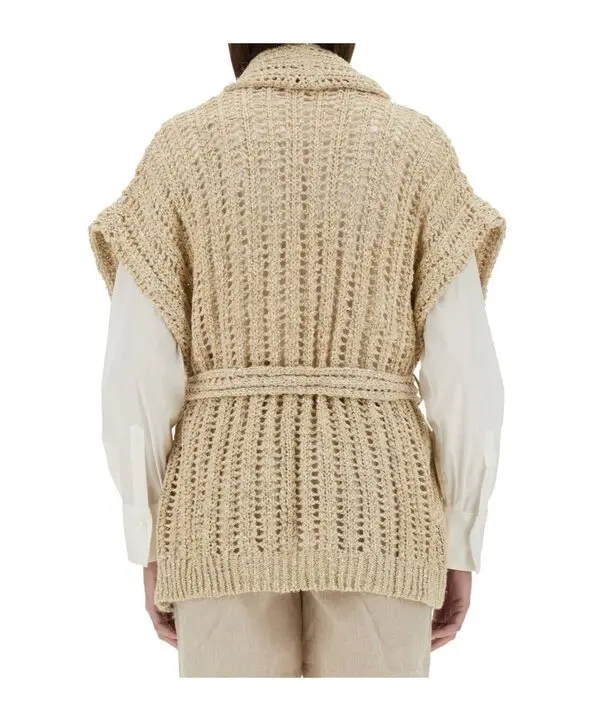 Brunello Cucinelli Shawl Collar Ribbed Knit Cardigan