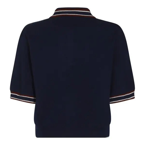 Miu Miu Logo Patch Short Sleeve Knit Polo