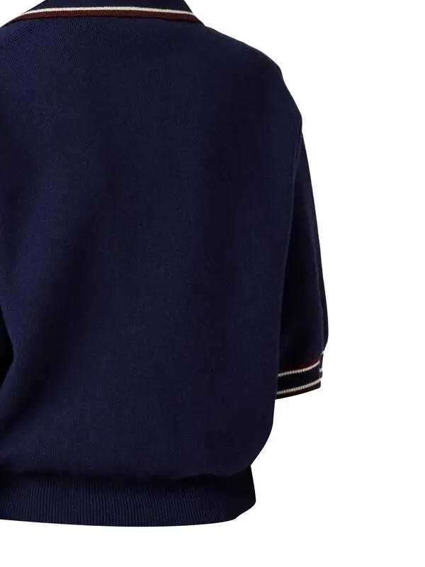 Miu Miu Logo Patch Short Sleeve Knit Polo