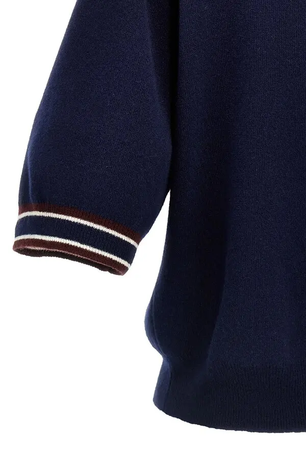 Miu Miu Logo Patch Short Sleeve Knit Polo
