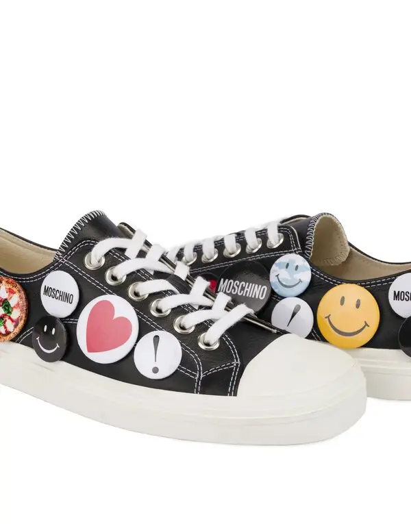 Moschino Embellished Calfskin Sneakers