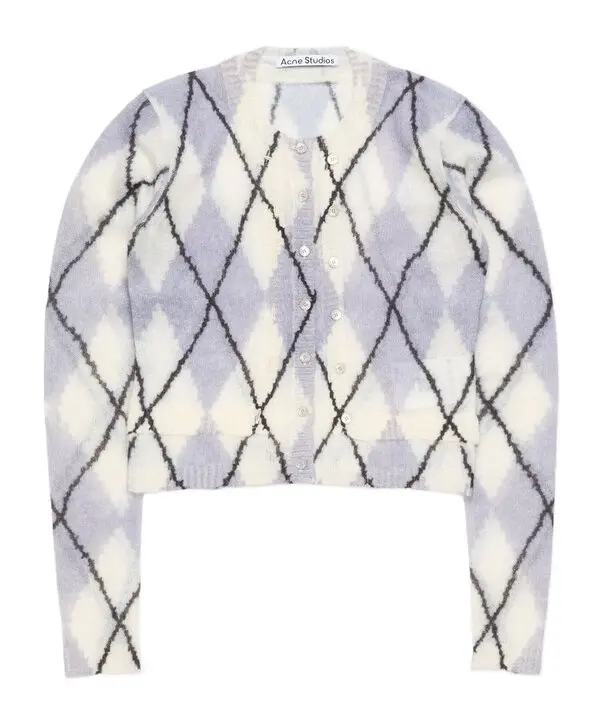 Acne Studios Diamond-pattern Mohair Cardigan - White