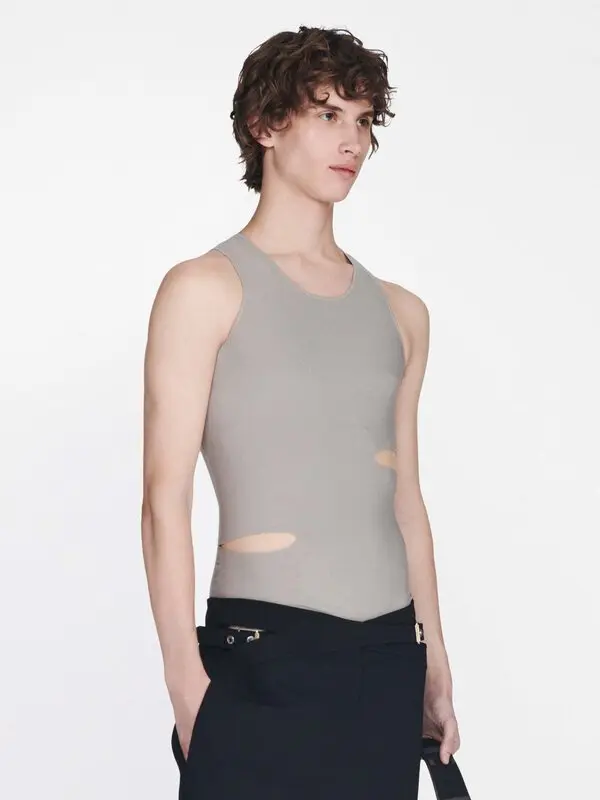 DION LEE Cinched Ripped-detail Tank Top