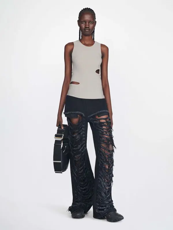 DION LEE Cinched Ripped-detail Tank Top