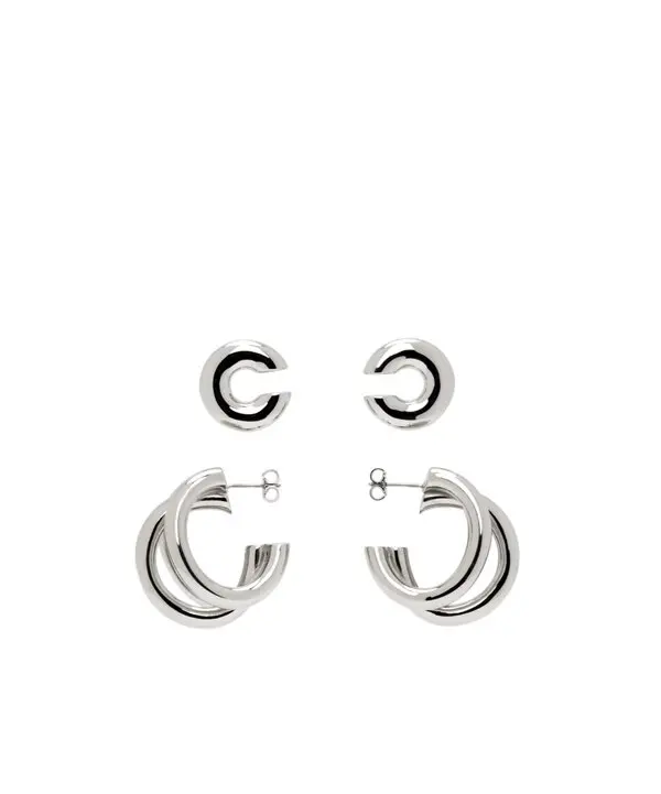 Rabanne Tone Hoop And Cuff Set - Silver
