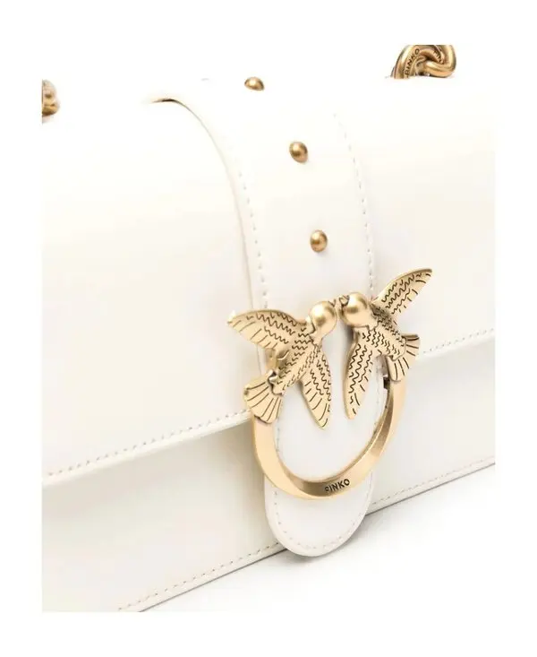 Pinko Love Leather Crossbody Bag - White