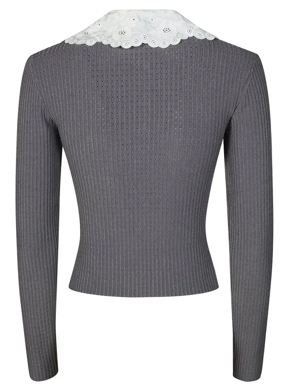 SELF-PORTRAIT Lace Collar Knitted Top