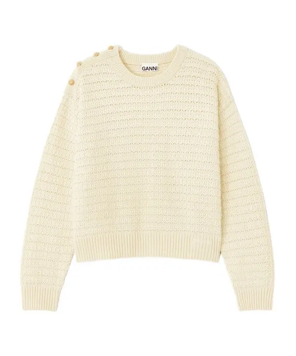 GANNI Button-detail Crewneck Jumper