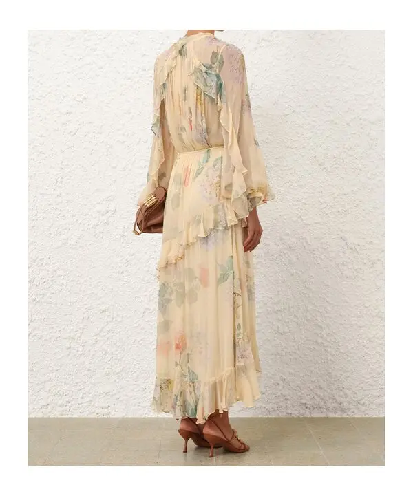 Zimmermann Asymmetrical Skirt With Laminated Flounces