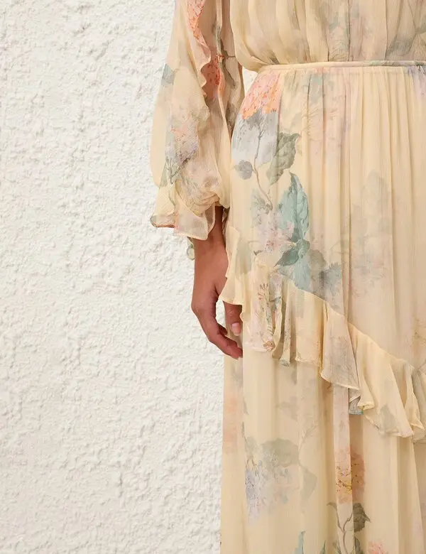 Zimmermann Asymmetrical Skirt With Laminated Flounces