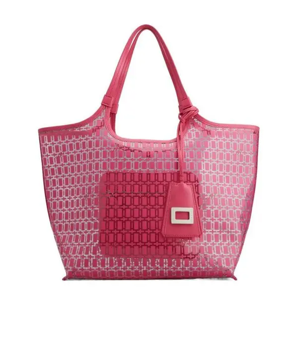 ROGER VIVIER Geometric Print Pvc Tote Bag - Pink