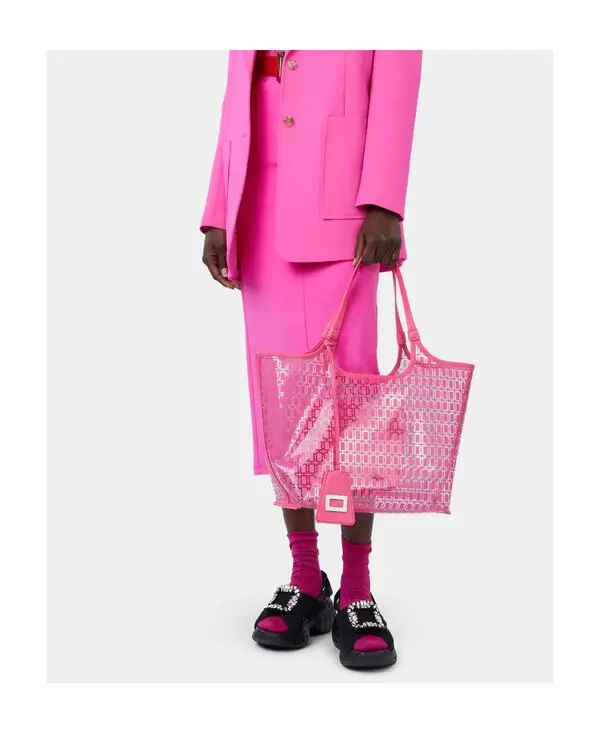 ROGER VIVIER Geometric Print Pvc Tote Bag - Pink