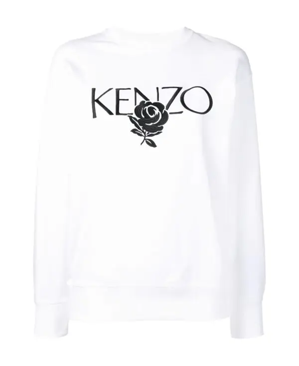 Kenzo Embroidered Rose Logo Sweater - White