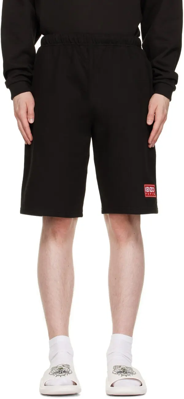 Kenzo Logo Patch Mid-rise Fleece Shorts
