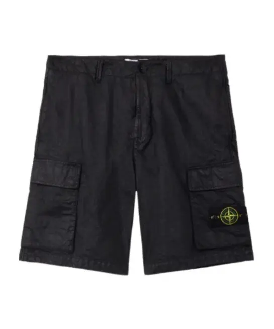 Stone Island Wide Leg Cargo Shorts - Black