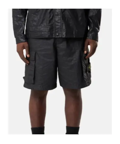 Stone Island Wide Leg Cargo Shorts - Black