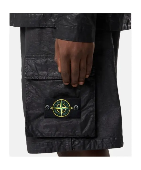 Stone Island Wide Leg Cargo Shorts - Black