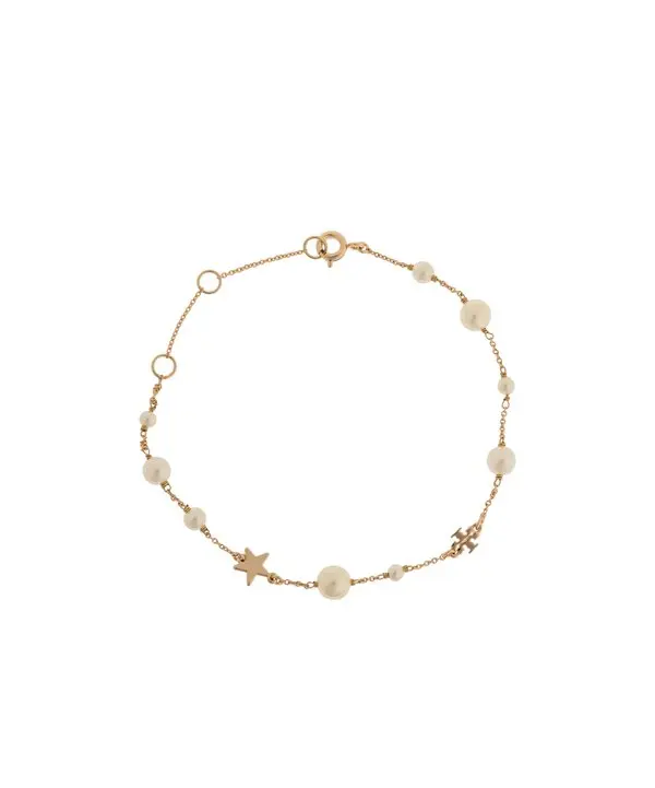 Tory Burch Moondance Star-charm Bracelet With Pearls - Gold