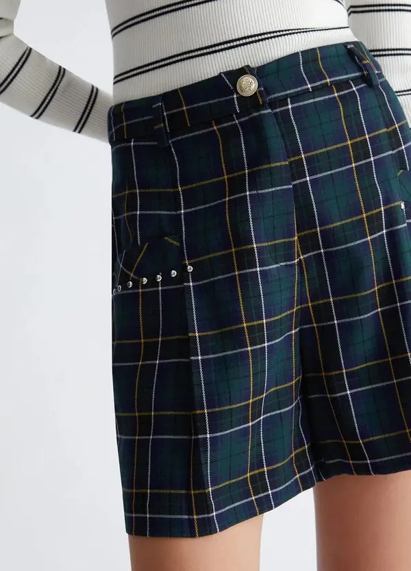 Liu Jo Plaid Pleated Shorts
