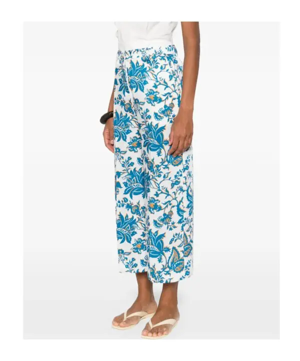 Etro Cropped Floral Trousers - Blue