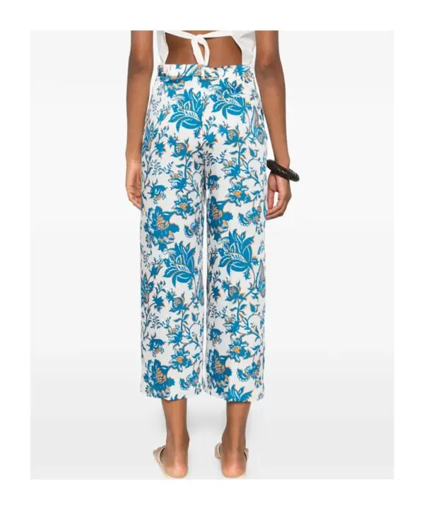 Etro Cropped Floral Trousers - Blue