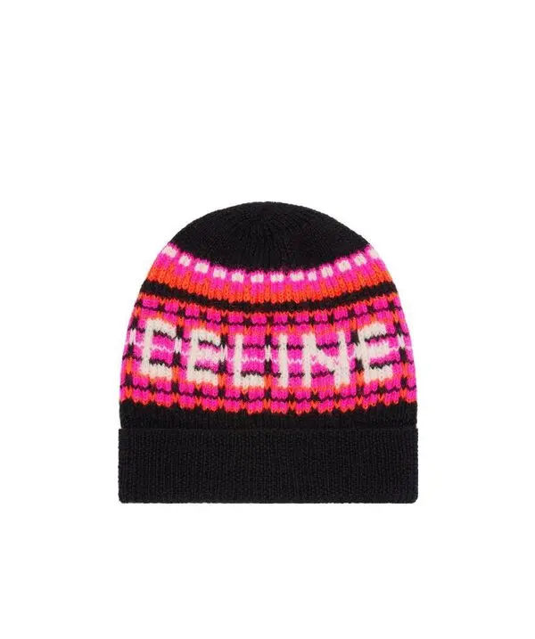 Celine Ski Jacquard Wool Beanie - Black