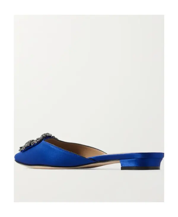 Manolo Blahnik Hangisi Crystal Embellished Slippers