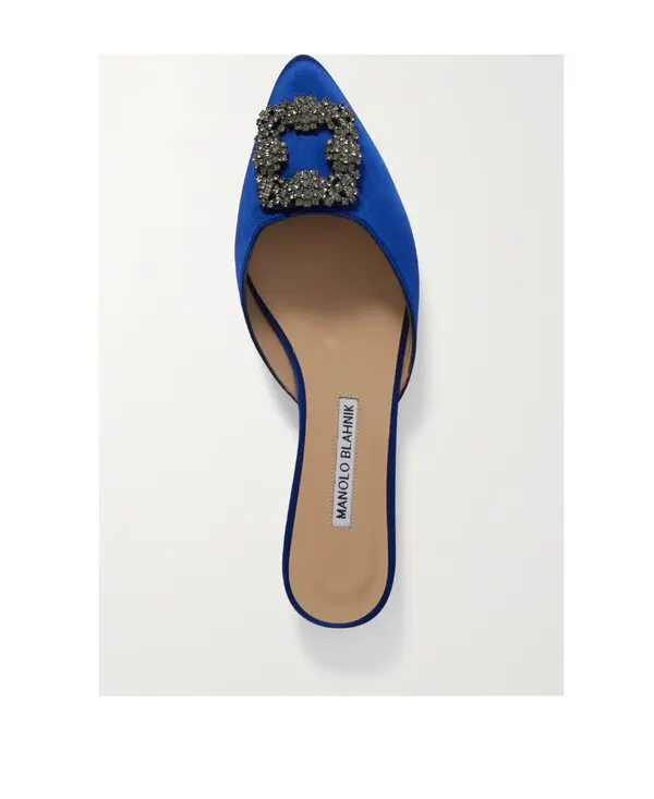 Manolo Blahnik Hangisi Crystal Embellished Slippers