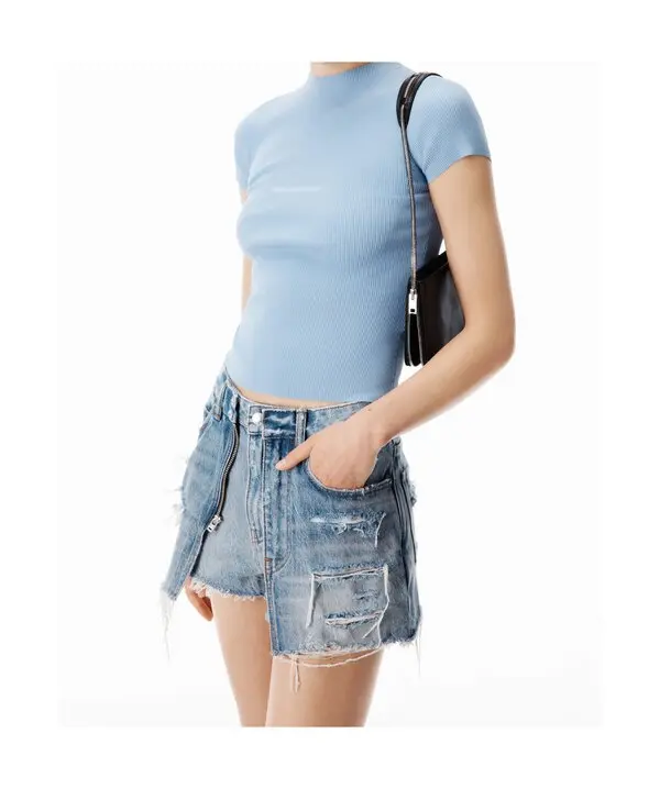 Alexander Wang Ribbed Crewneck T-shirt With Jacquard Logo