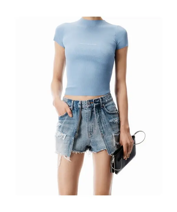 Alexander Wang Ribbed Crewneck T-shirt With Jacquard Logo