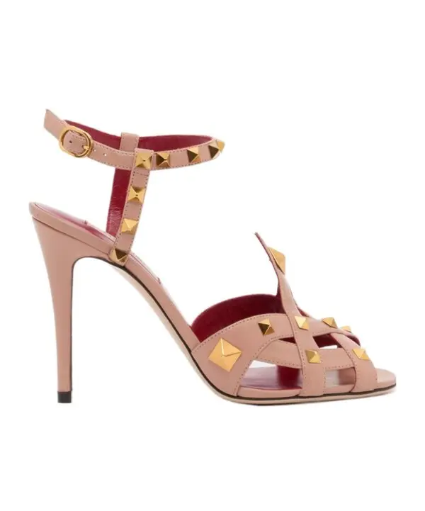 Valentino Garavani Studded Kidskin Sandal 100mm - Pink