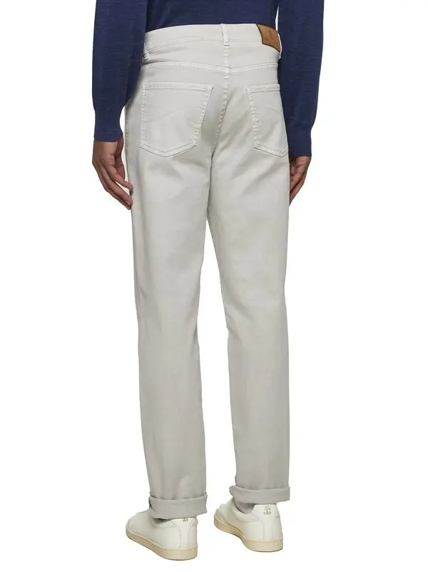 Brunello Cucinelli Straight-leg Jeans With Logo Patch - Gray