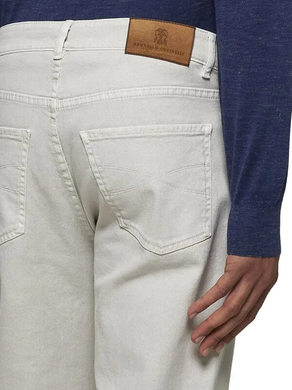 Brunello Cucinelli Straight-leg Jeans With Logo Patch - Gray
