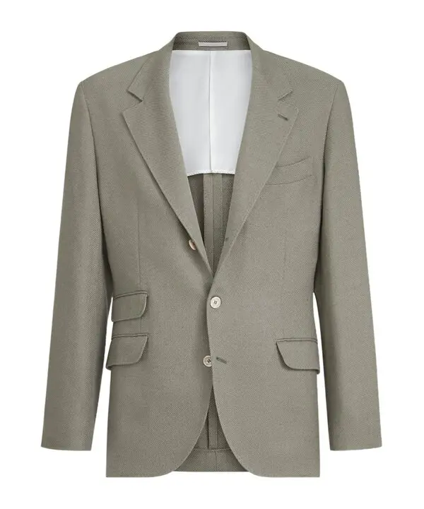 Brunello Cucinelli Hopsack Single-breasted Blazer - Gray