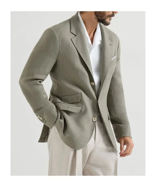 Brunello Cucinelli Hopsack Single-breasted Blazer - Gray