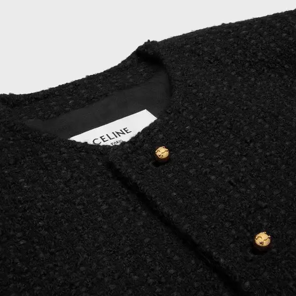 Celine Icone Jacket In Wool Natt - Black
