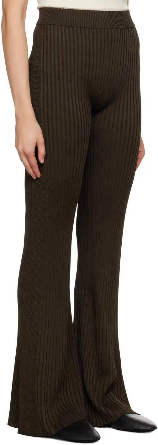 JIL SANDER Ribbed Knit Wide-leg Trousers - Black